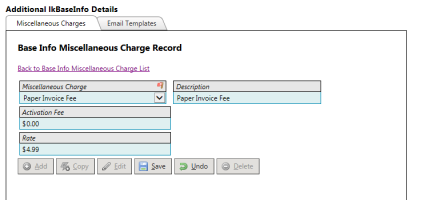 Miscellaneous Charges Inventory